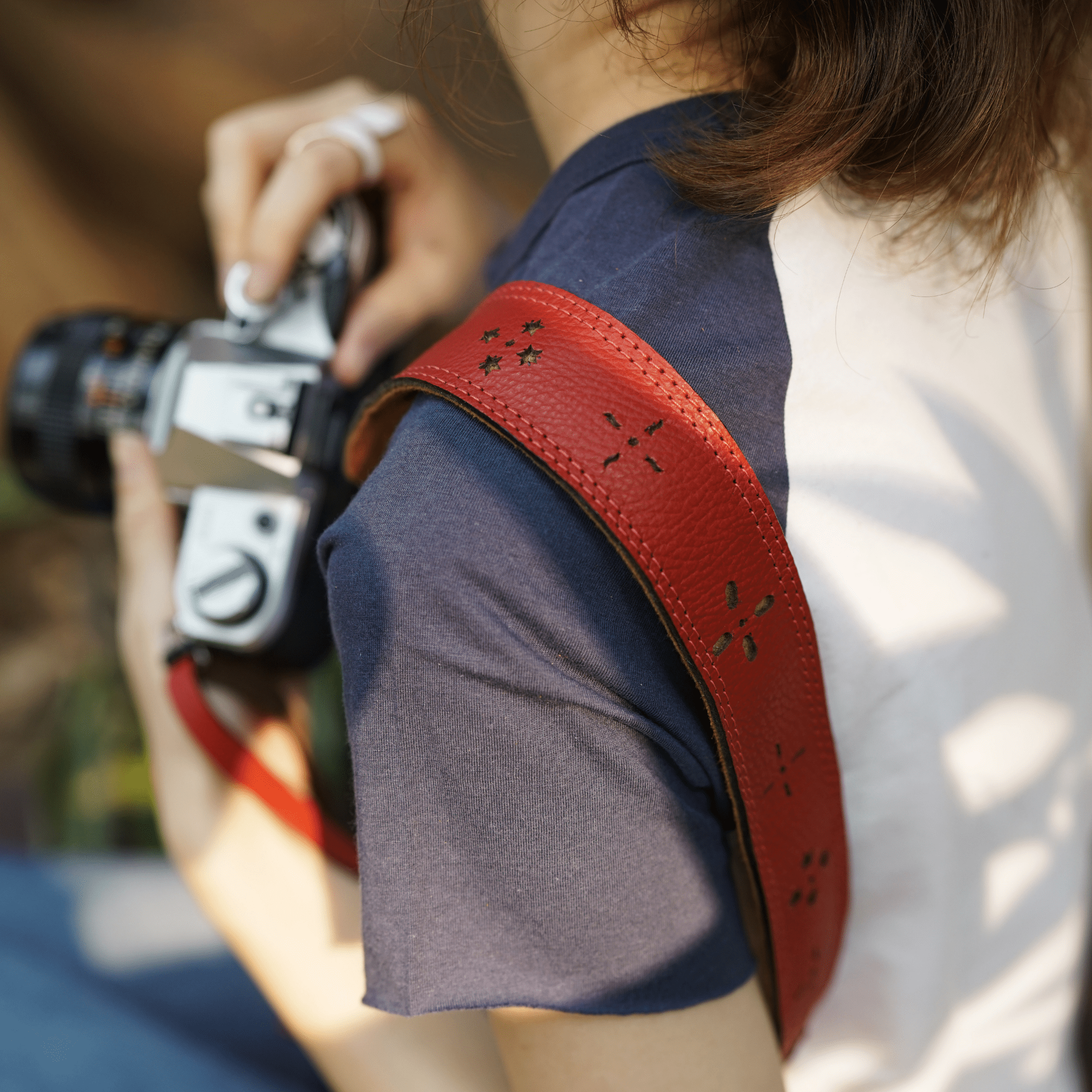 Red Leather Camera Strap | Camera neck strap